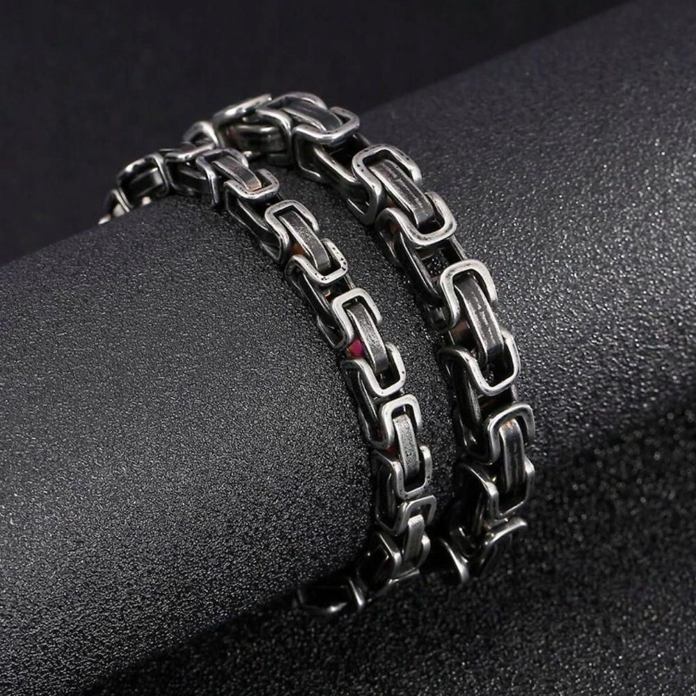 Stalowa Bransoletka Splot Królewski, Postarzane Srebro (8 mm) - Ceny i ...