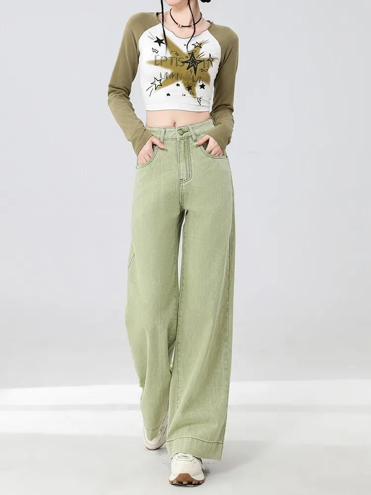 Zielone szerokie jeansy damskie - Zielony - Ceny i opinie - Ceneo.pl