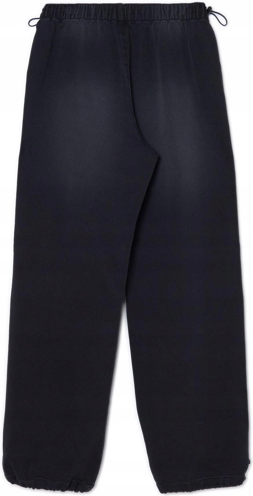 Czarne Długie Proste Luźne Spodnie Jeansy Parachute Gumka W Pasie 40 ...