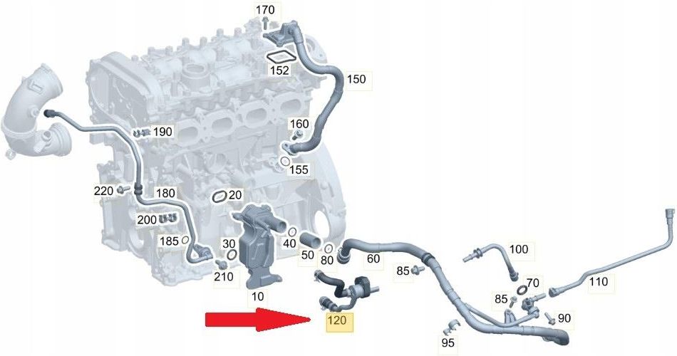 Przewód Zawór Odpowietrzający A0009975012 Mercedes 2.0 Cgi W205 Glc ...