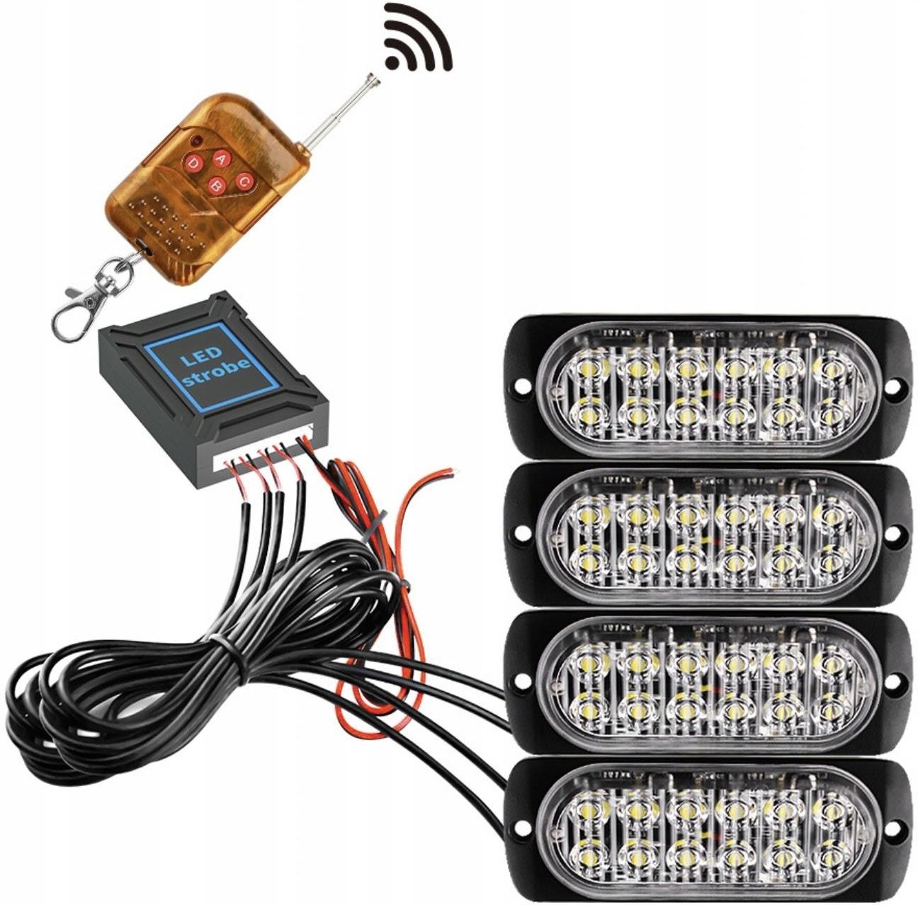 Stroboskop Led Pomarańczowe Światła Awaryjne 12V 24V 12Led 4Szt ...