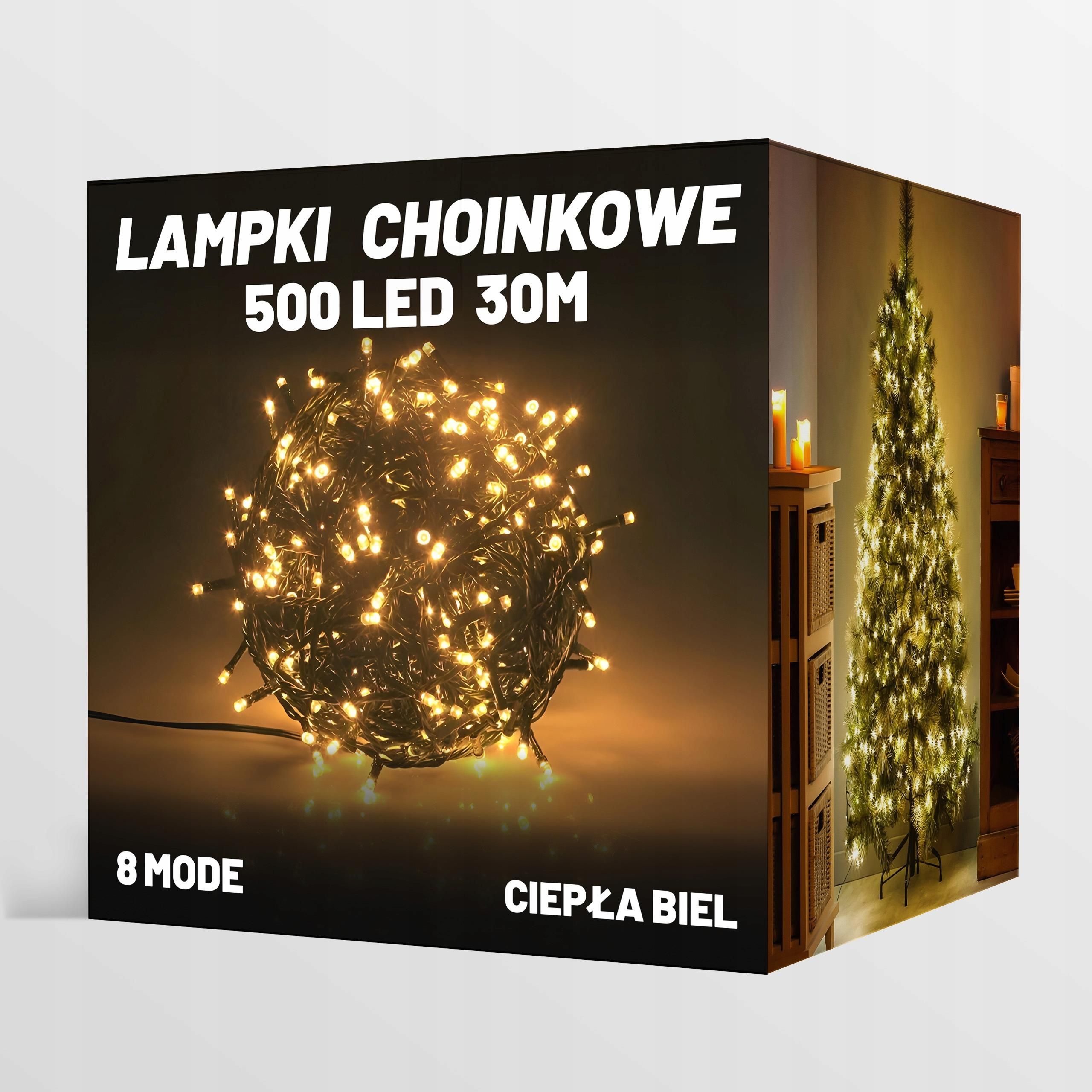 Lampki Choinkowe 500 Led 30M Ciepły Biały 8 Tryb (CP1144) - Opinie i ...