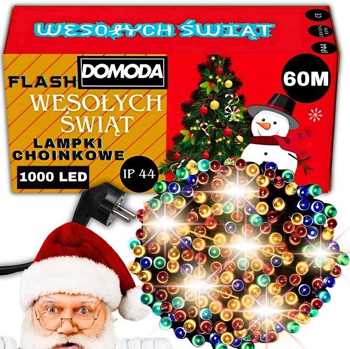 Domoda Lampki Choinkowe 1000 Led Flash Zewnętrzne Wewnętrzne Świąteczne ...