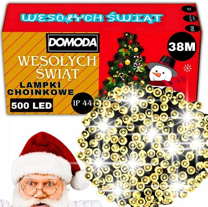 Domoda Lampki Choinkowe 500Led Flash Zewnętrzne Wewnętrzne Świąteczne ...