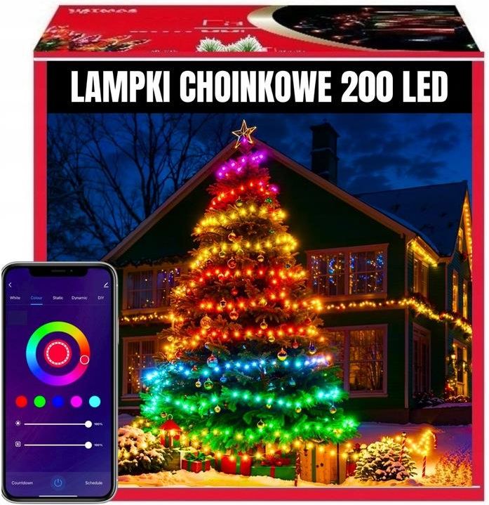 Memflow Inteligentne Lampki Choinkowe 200Led Smart Flash Bluetooth Apka Pilot 20M (200LEDSMART ...