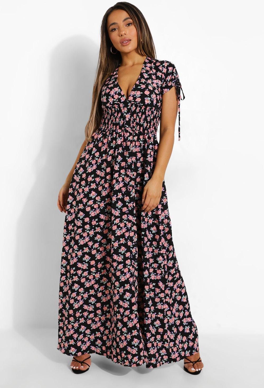 X13 Czarna Kwiecista Maxi Sukienka V Dekolt Petite Boohoo M - Ceny i opinie - Ceneo.pl