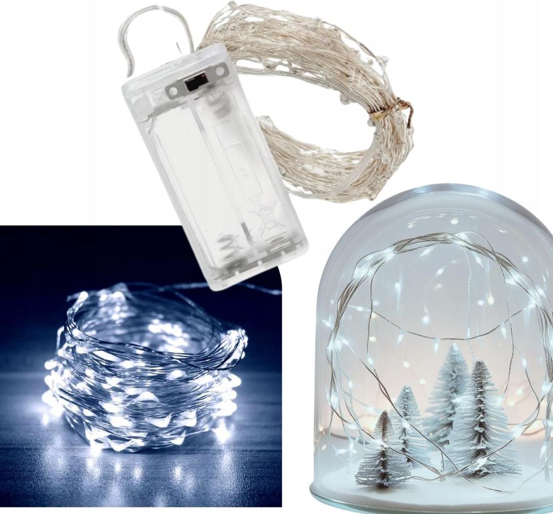 Lampki Led Na Druciku 50 Białe Światło Do Kompozycji Wieńców ...