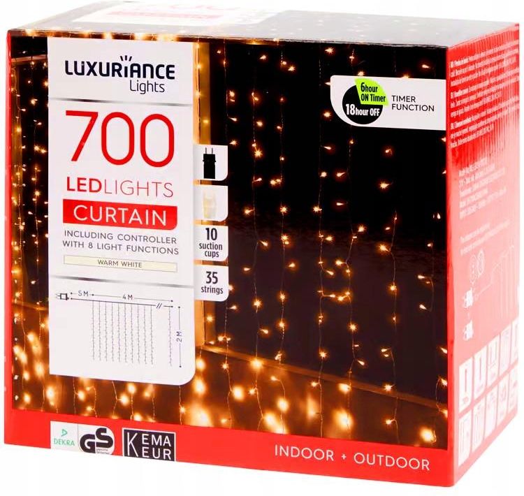 Luxuriance Lights Kurtyna Świetlna Zew Wew Duża 4X2M 700 Led 8 Trybów Oświetlenie Świąteczne ...
