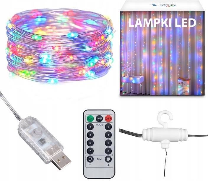 Yizhet Kurtyna Świetlna 300 Led Girlanda Na Okno Sople Lampki Choinkowe ...