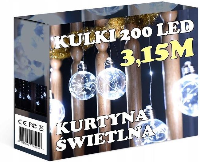 Kurtyna Świetlna Kulki 200 Led 5,15M Lampki Choinkowe Bombki Sople Girlanda (GS319W) - Opinie i ...