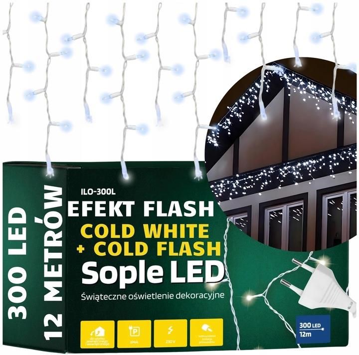 Zolta Lampki Sople Led Zewnętrzne Światełka Świąteczne Flash 300Led ...