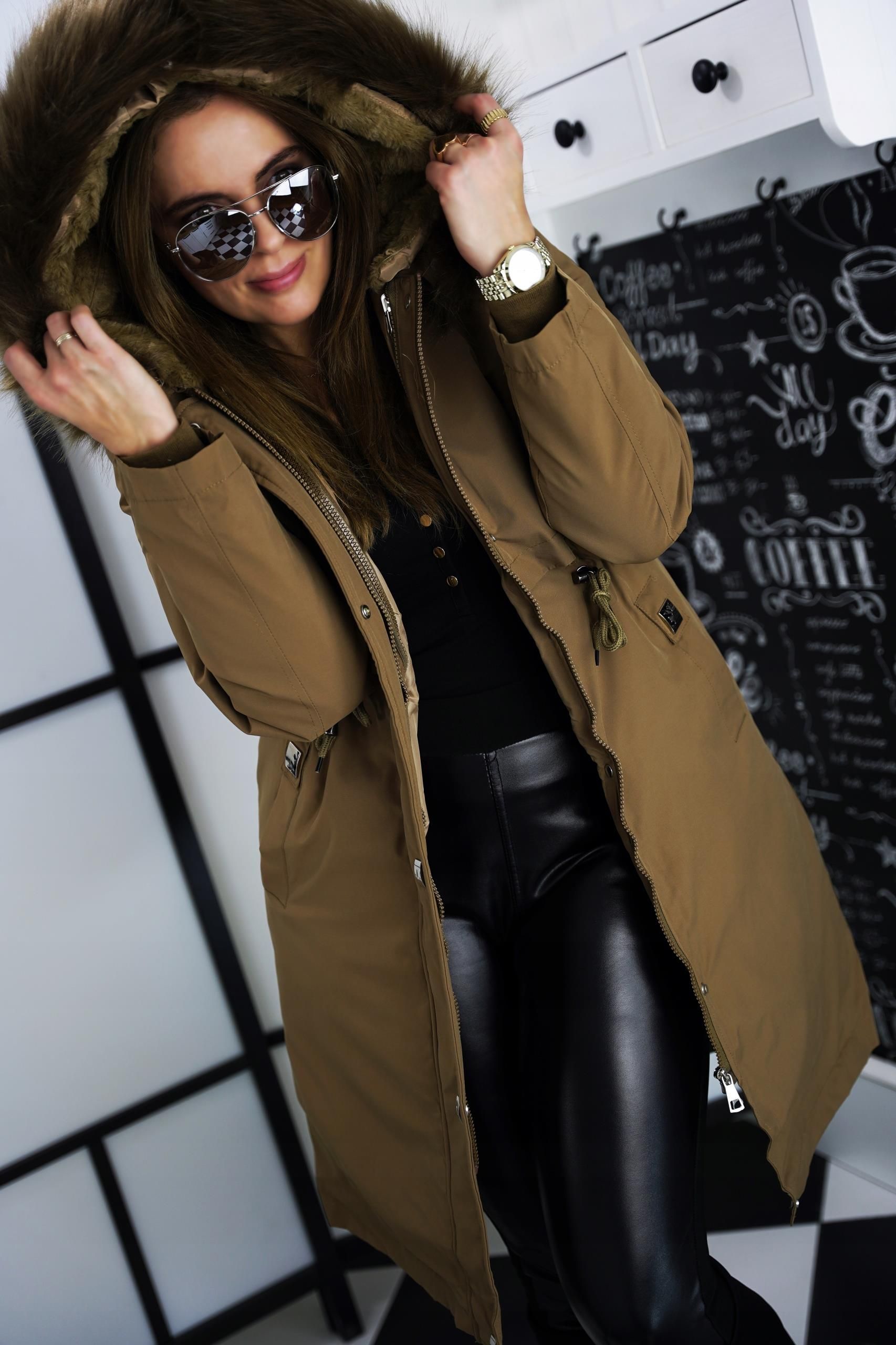 Parka zimowa Alaska Z Kapturem odpinana podpinka Camel M - Ceny i ...