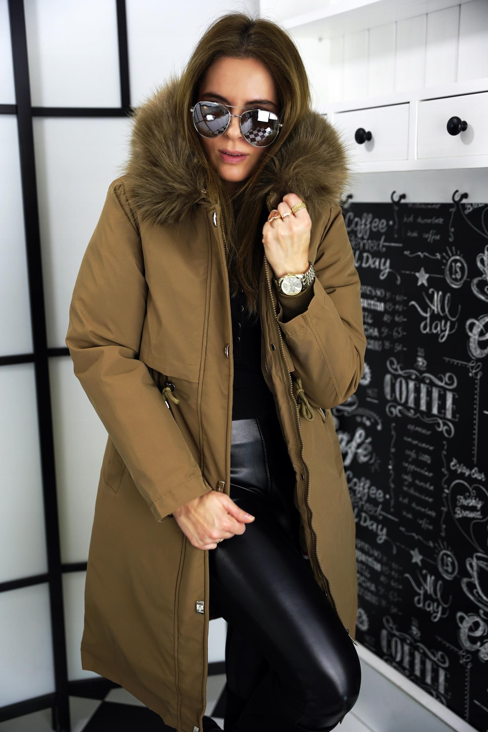 Parka zimowa Alaska Z Kapturem odpinana podpinka Camel M - Ceny i ...
