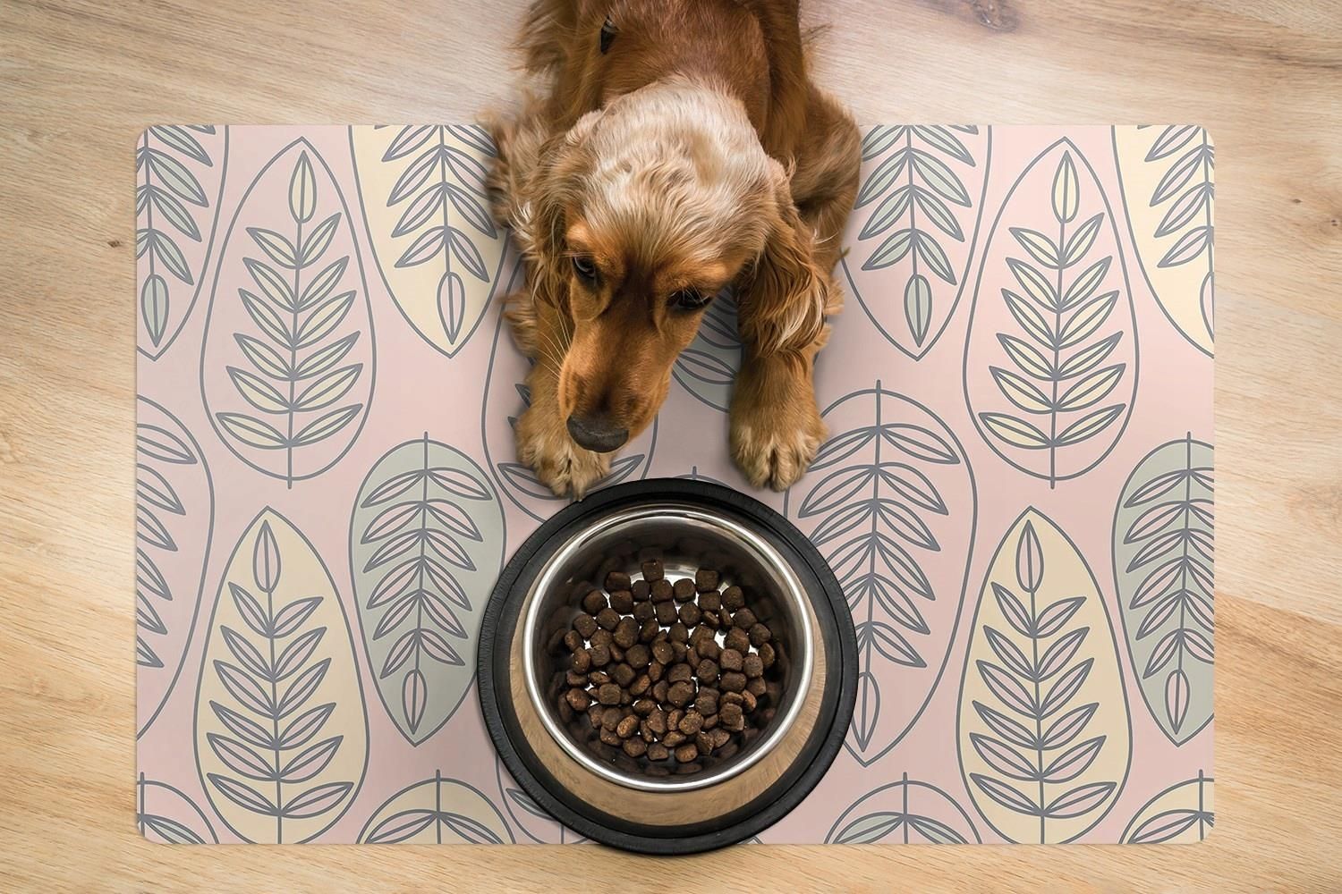 Bluedecor Mata Ochronna Pod Miski Dla Psa Obrys Liście 45X35 ...