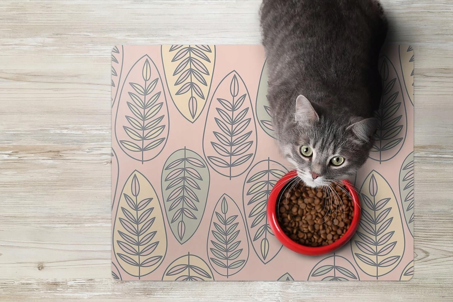 Bluedecor Mata Ochronna Pod Miski Dla Psa Obrys Liście 45X35 ...