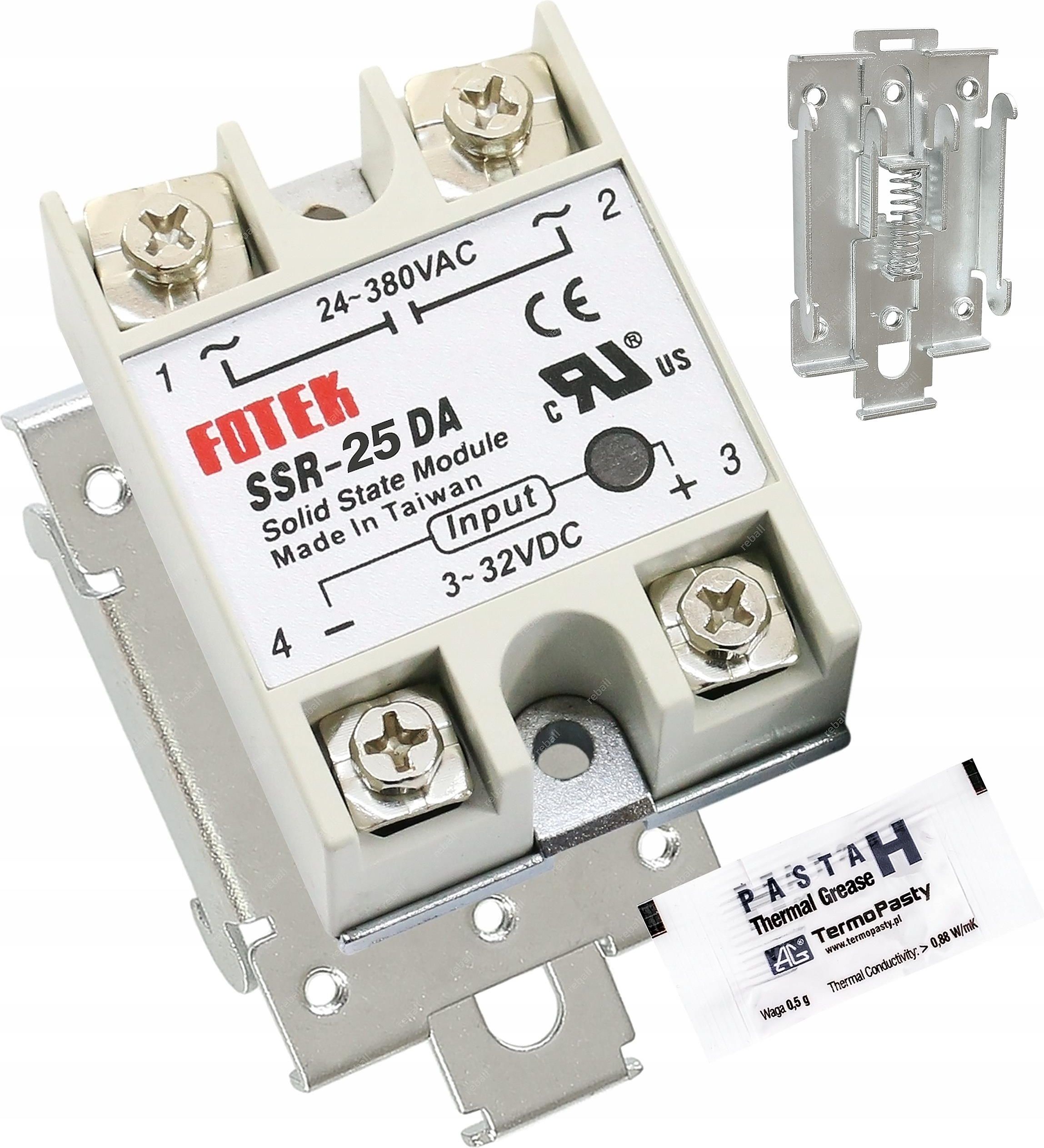 Fotek Przekaźnik Ssr 25A Dc-ac Uchwyt Szyna Din TH35 45mm Pasta Termo 1753644561 - Opinie i ceny ...