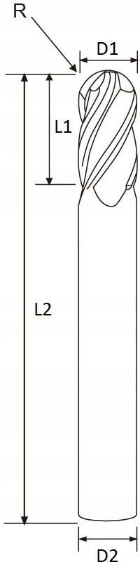 Frez do kupienia w Square Tools Frez palcowy kulowy R 2,5mm fi 5mm x 50 ...