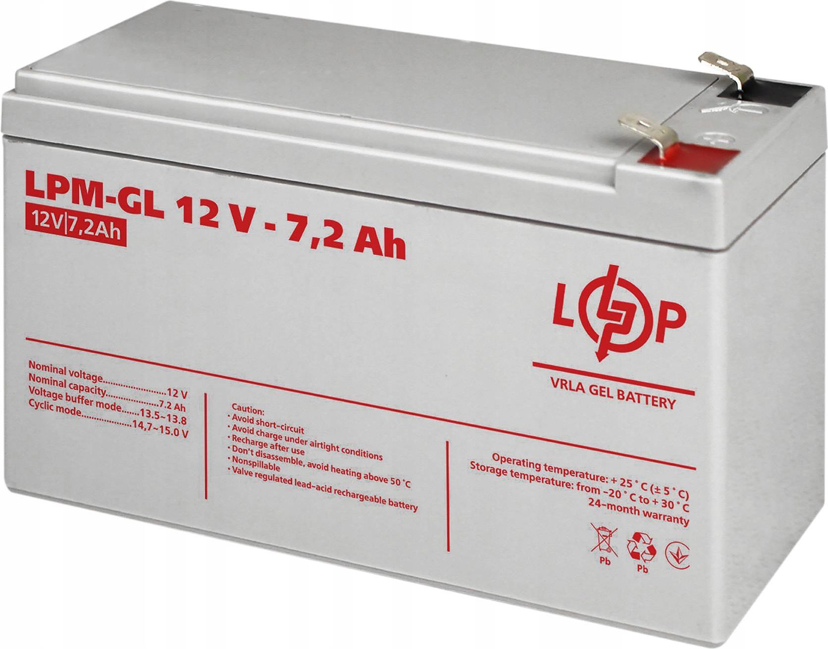 Logicpower Akumulator Żelowy 12V 7 2Ah 86 4Wh Bezobsługowy Lpm-gl Do Ups Alarmu Autka 1771812683 ...