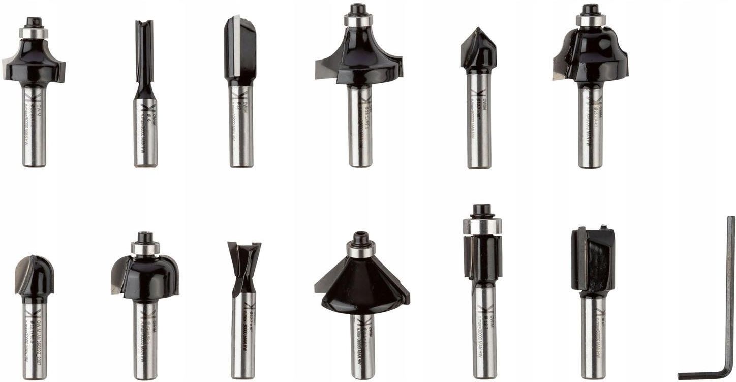 Frez do kupienia w Parkside Frezy Zestaw Frezów Do Drewna 8 MM 12 Szt ...