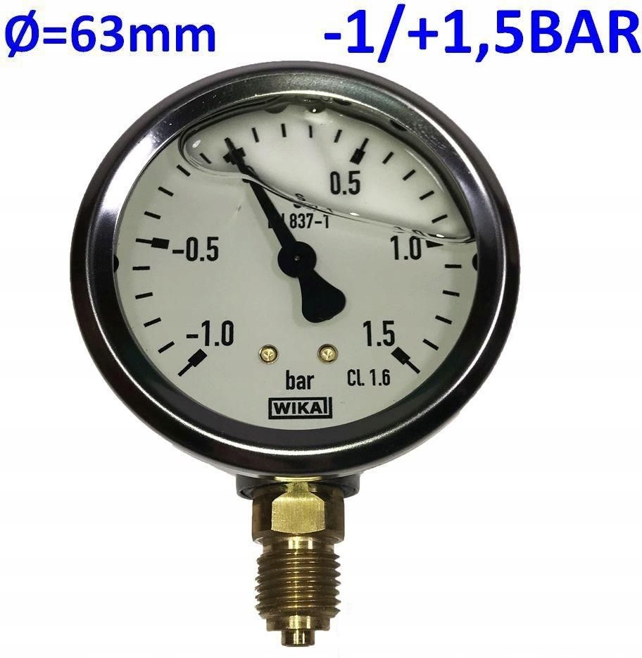 Wika MW63R/G -1+1,5BAR G1/4'' mano-wakuometr glicerynowy 63mm 213 53 063 1766090947 - opinie i ...
