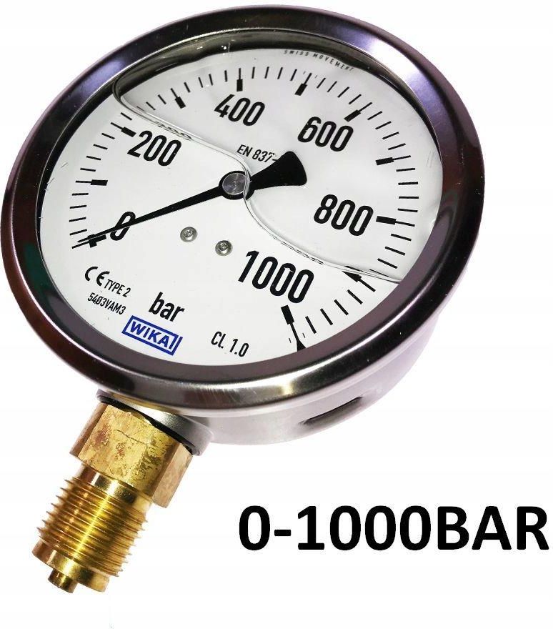 0-1000BAR G1/2 Manometr Glicerynowy 100mm Wika 213 53 100 klasa 1 EN837-1 1772574226 - opinie i ...