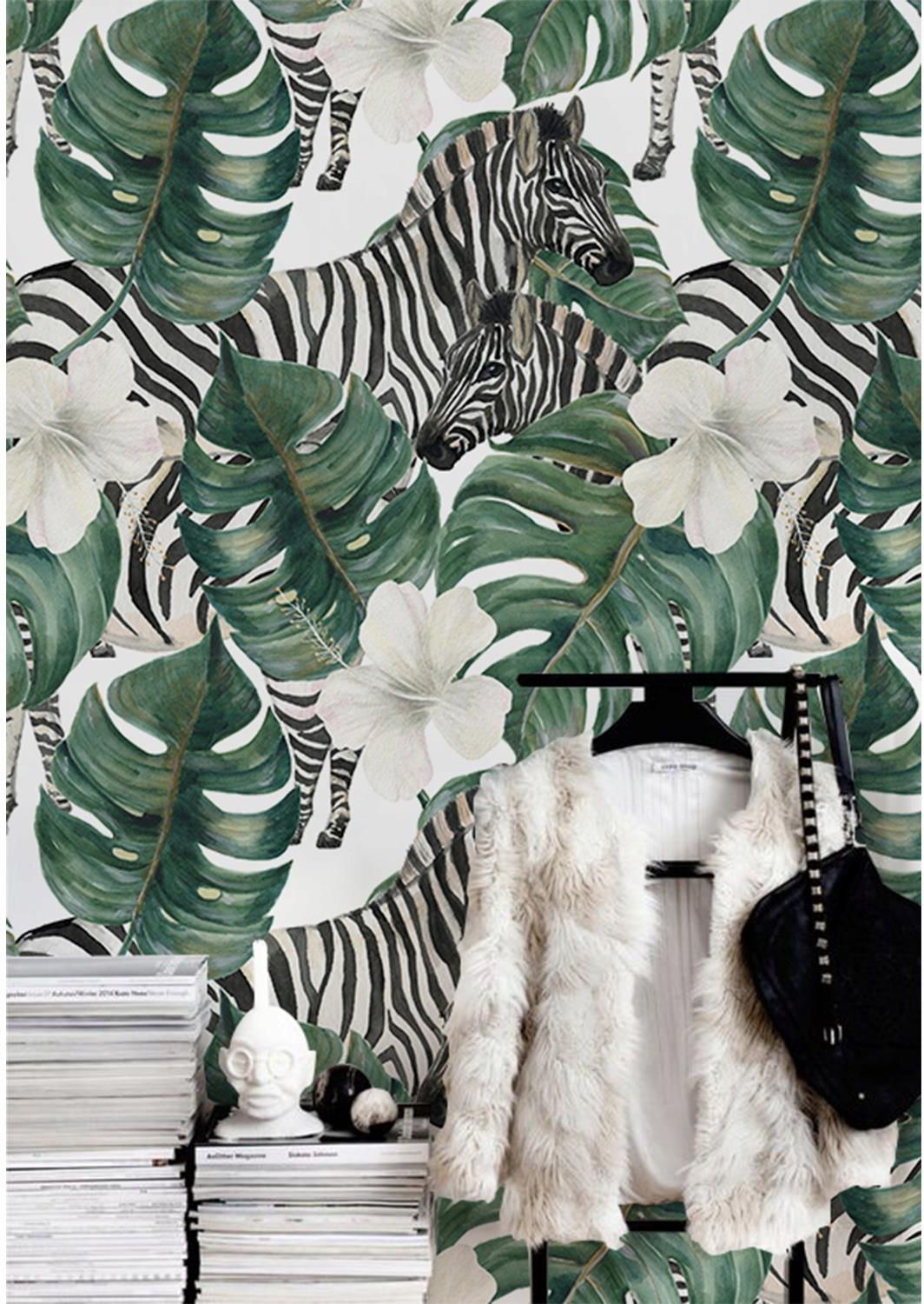 Tapeta lateksowa Zebra z liśćmi 250x104 cm klej - Opinie i ceny na Ceneo.pl