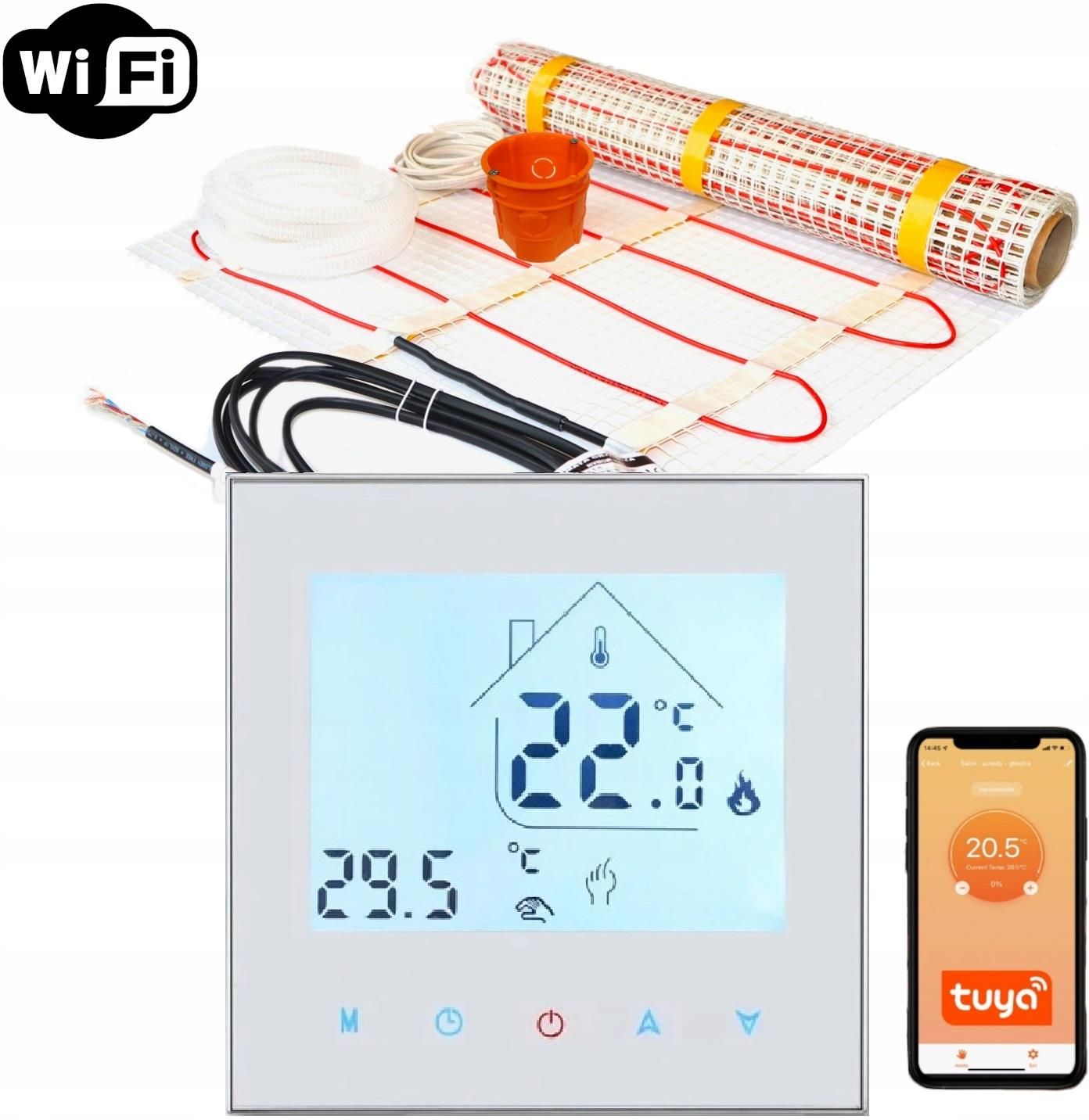 Ogrzewanie podłogowe Novli Mata grzejna grzewcza pod płytki zestaw NVMGW150 NVT65 WiFi 9m2 ...