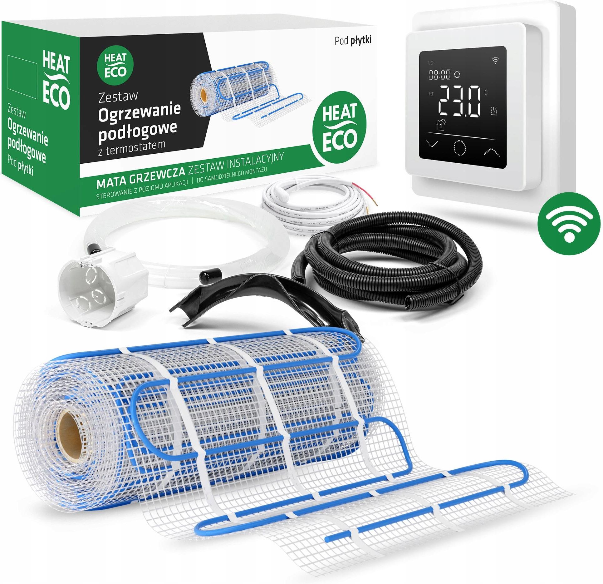 Ogrzewanie podłogowe Mata grzewcza grzejna ogrzewanie podłogowe 3m² dł. 6m Termostat F60 Wifi ...
