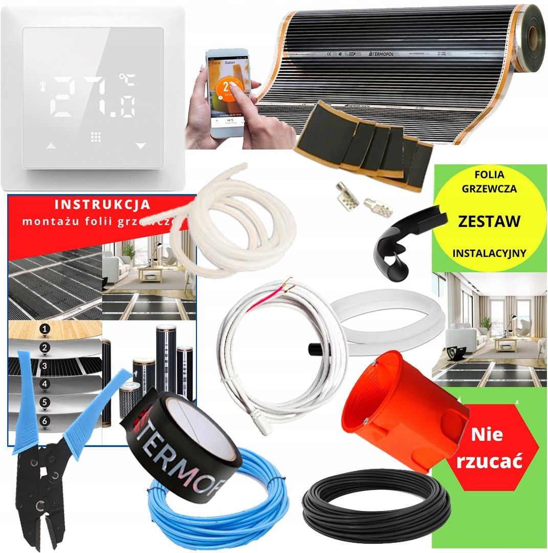 Ogrzewanie podłogowe Vendacenter Folia Grzewcza Podczerwień 140W/m² z Wifi -1,5m2 1771375023 ...