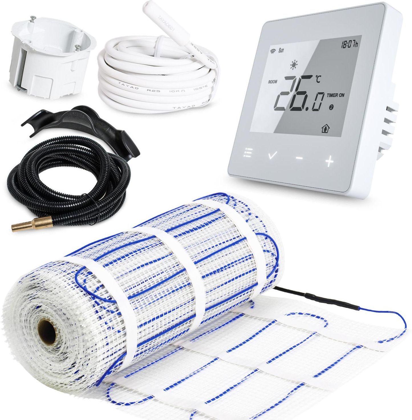 Ogrzewanie podłogowe Sunstone Mata Grzewcza Zestaw Z Termostatem Pod Ogrzewanie Podlogowe 8m2 ...