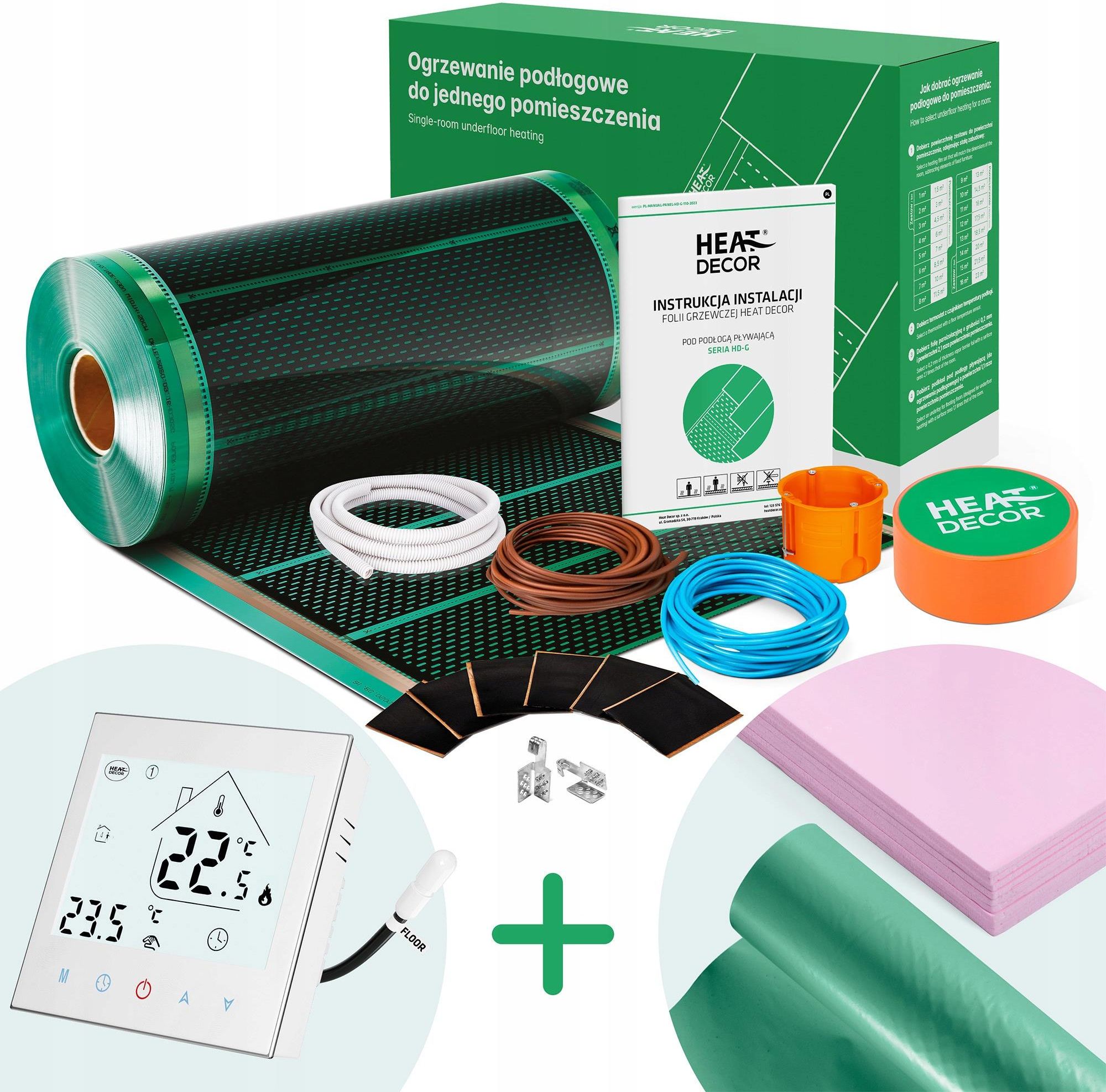 Ogrzewanie podłogowe Heat Decor Folia grzewcza pod panele laminowane Hd-g 80W/m² do ...