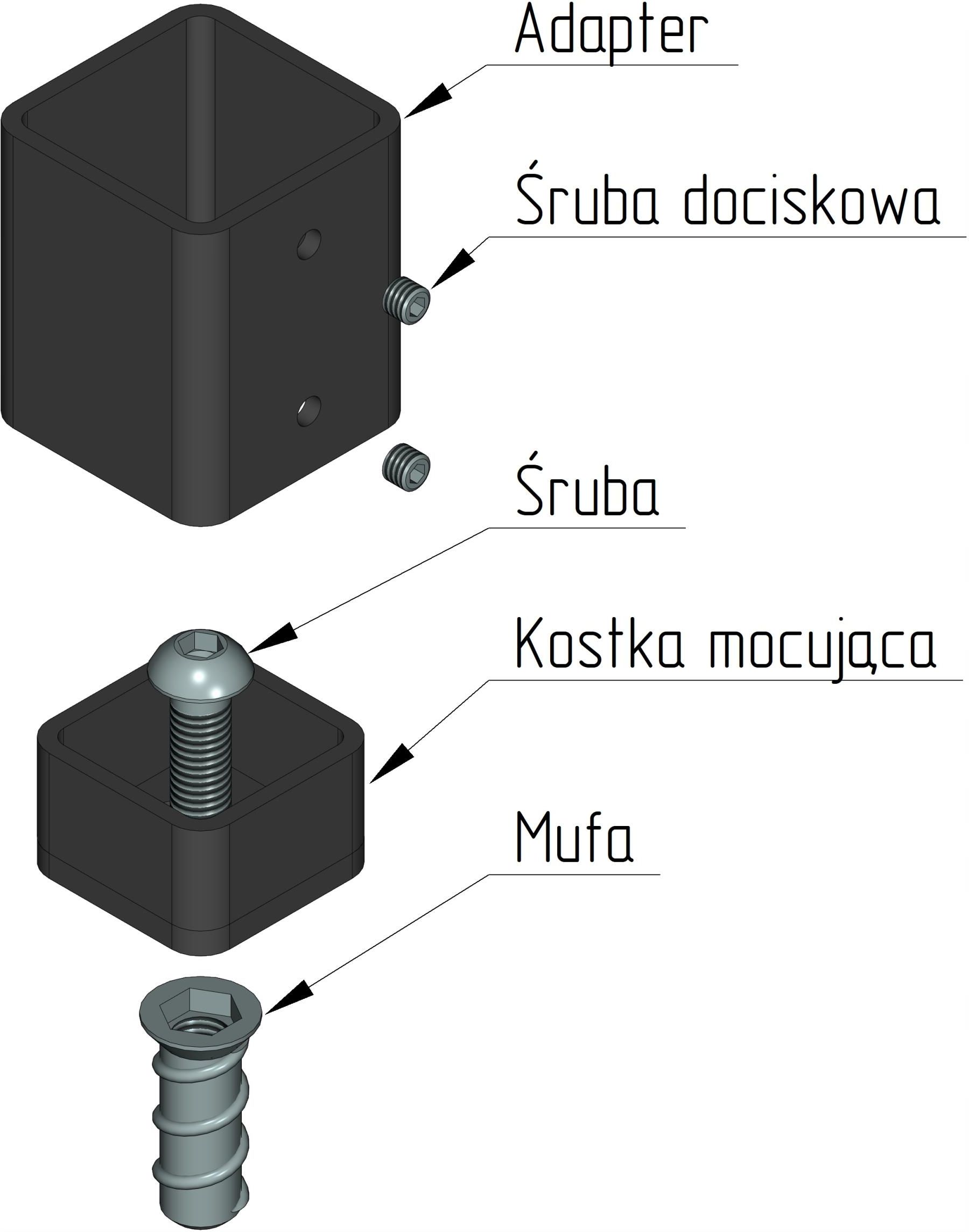 Balustrada barierka pionowa metalowa harfa na schody SB-11/4 20x20mm 0 ...