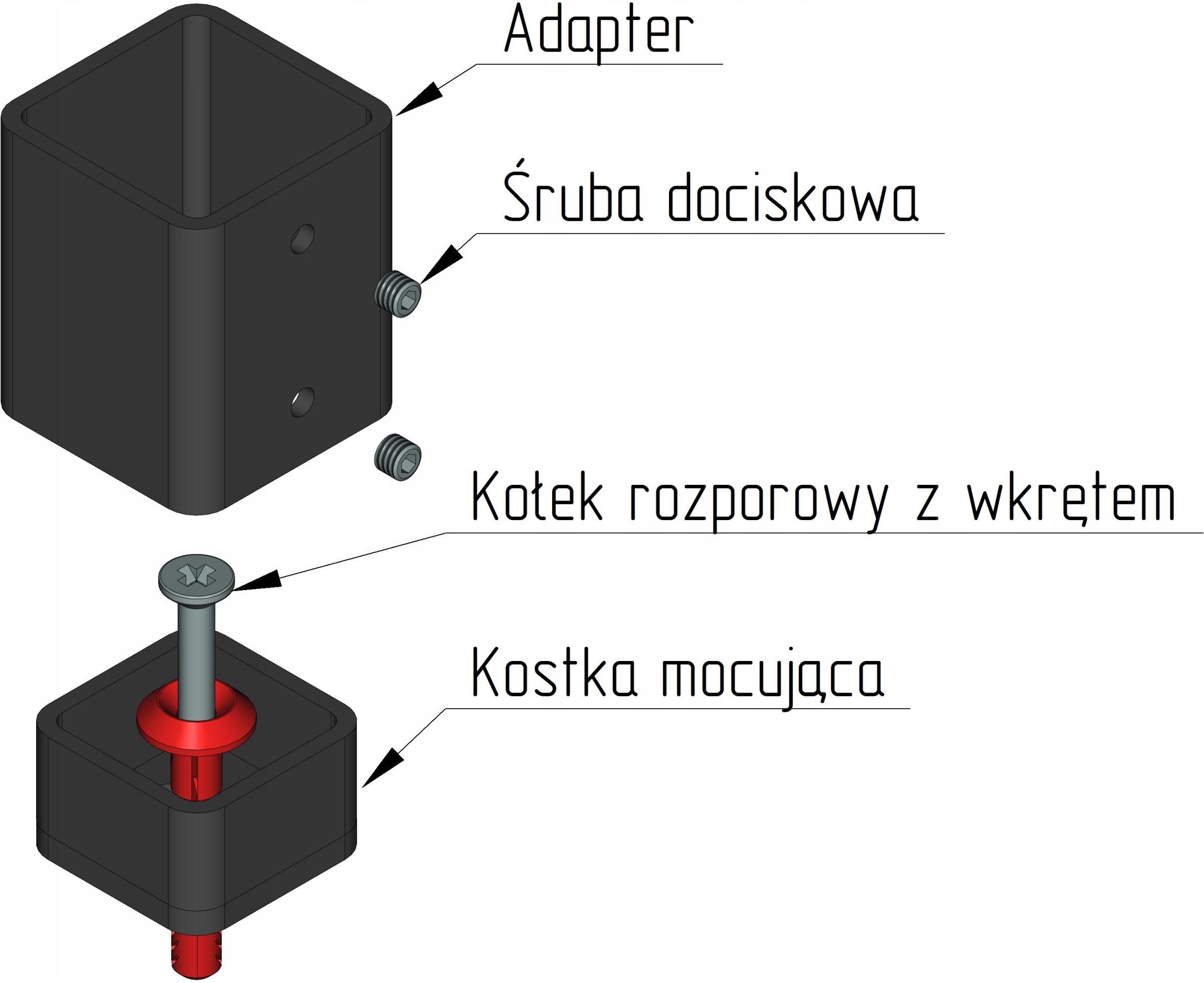 Balustrada barierka pionowa metalowa harfa na schody SB-11/4 20x20mm 0 ...