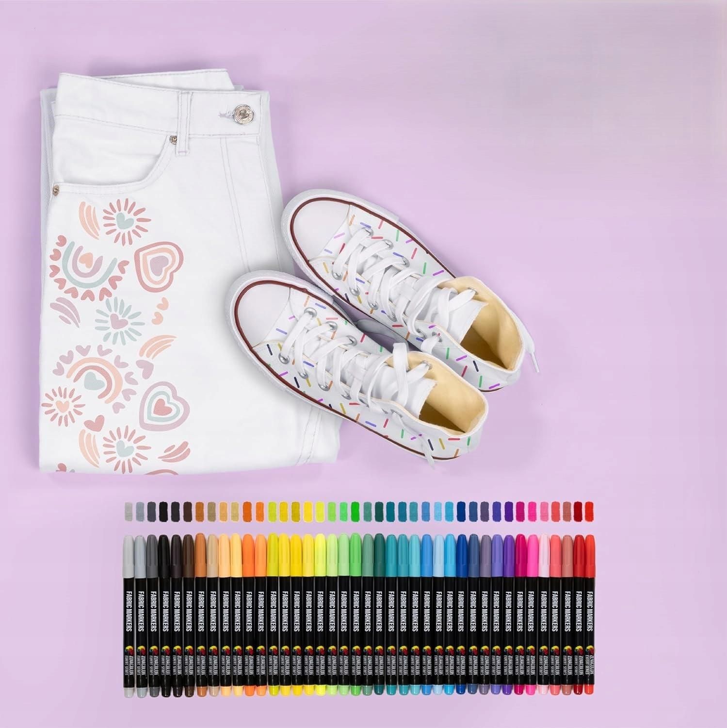 Zenacolor 40-Częściowy Zestaw Markerów Do Tkanin Trwałe Pisaki ...