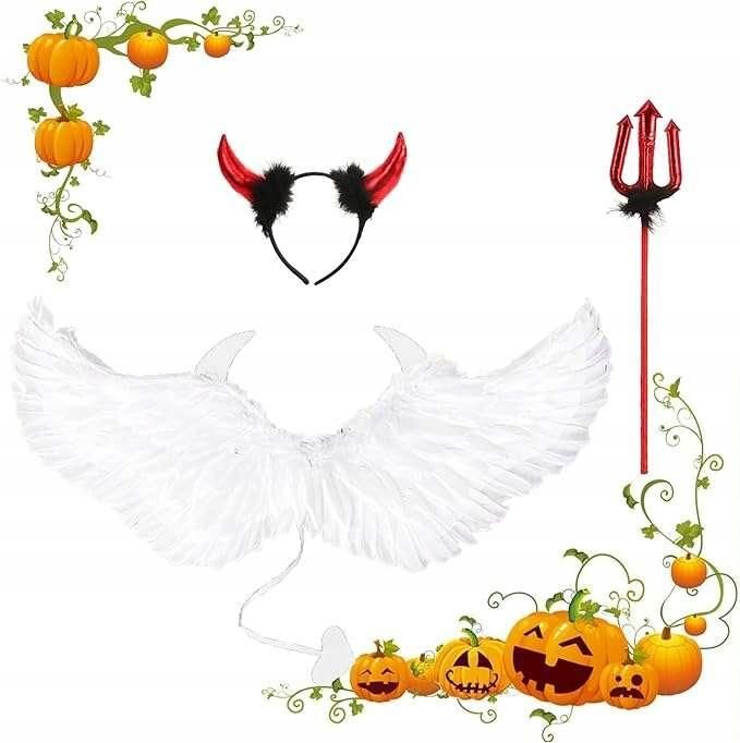 Ce Kostium Diabła Z Trójzębem Skrzydłąmi I Rogami Na Bal Karnawał ...