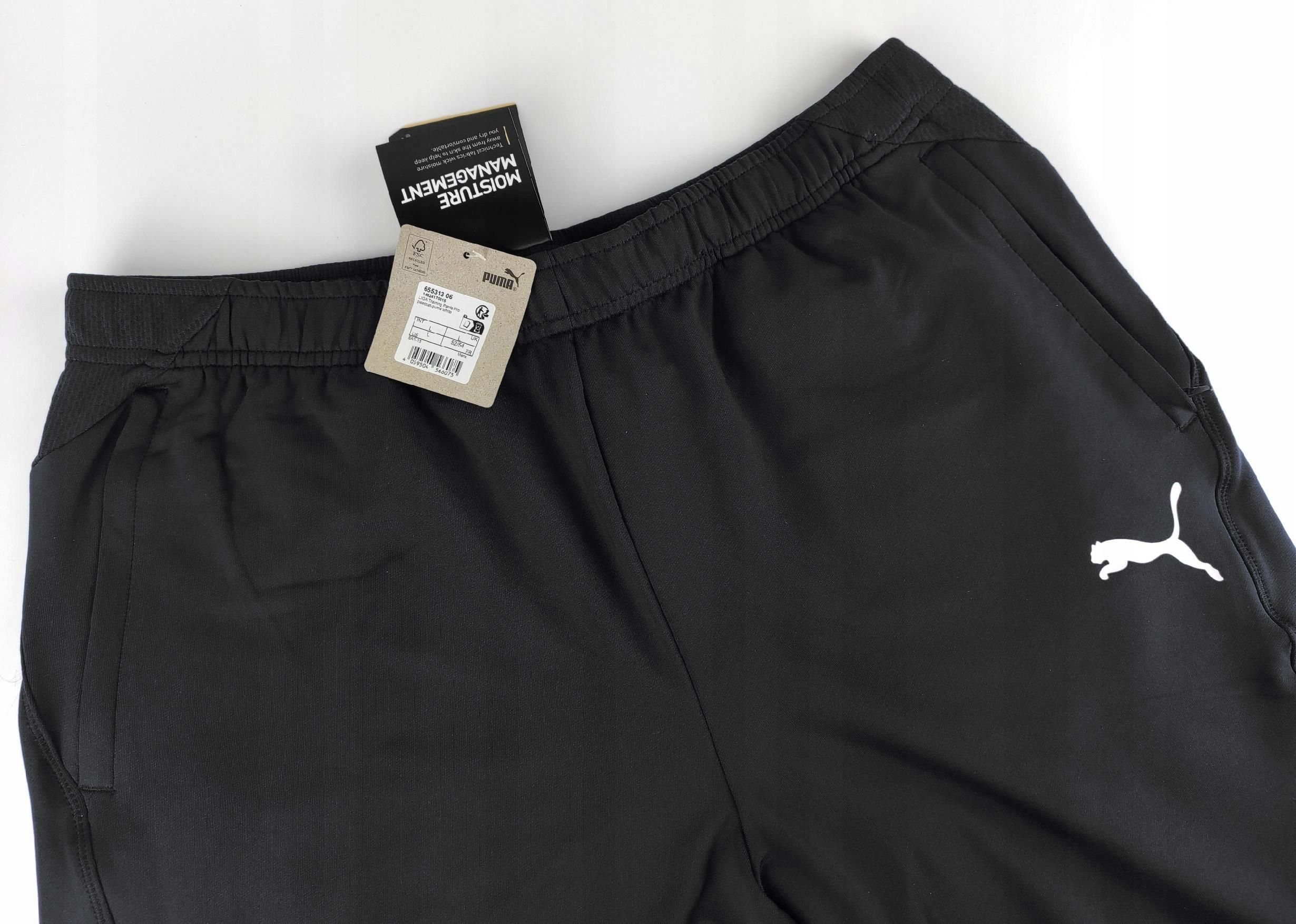 3075 Spodnie Puma Męskie Kieszenie Na Zamek Sportowe Treningowe Czarne ...