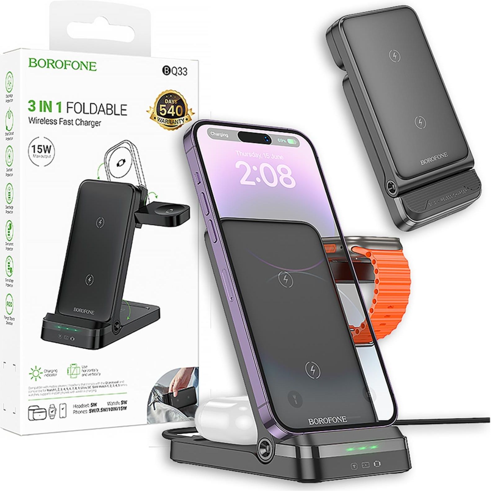 Ładowarka do telefonu Borofone Ładowarka Indukcyjna 3W1 15W Qi Magsafe - Opinie i ceny na Ceneo.pl