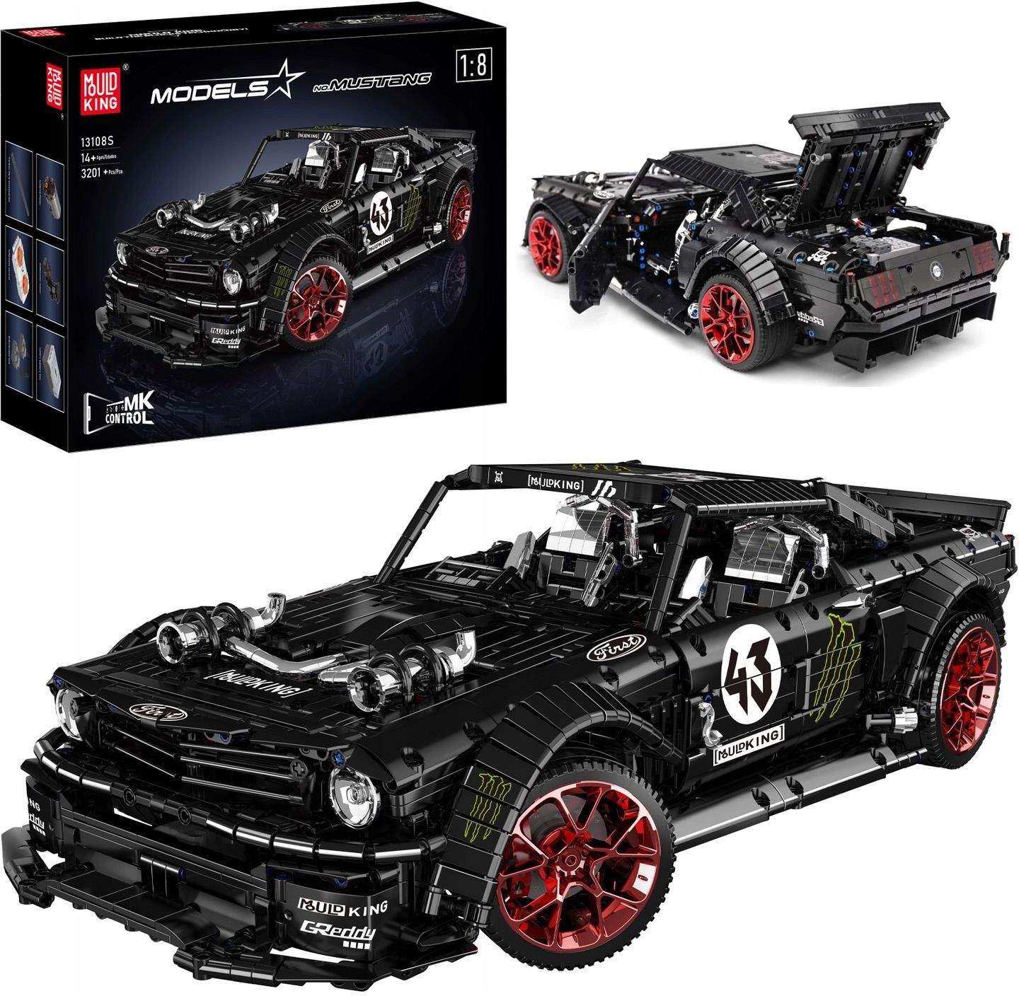 Mould King Klocki 13108S Samochód Sportowy Ford Mustang 1440Hp V8 ...