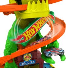 Hot Wheels Zakręcony tor Remiza T-rexa Zestaw do zabawy (ok. 35 cm ...