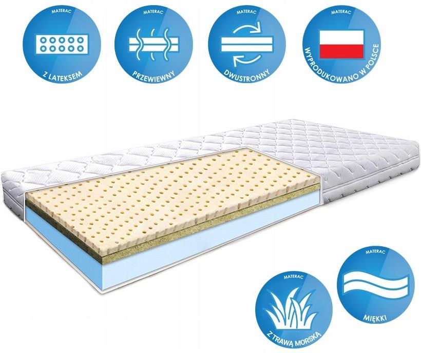 Materac Materace Z Gór Materac 170x200 lateks trawa morska przewiewny ...