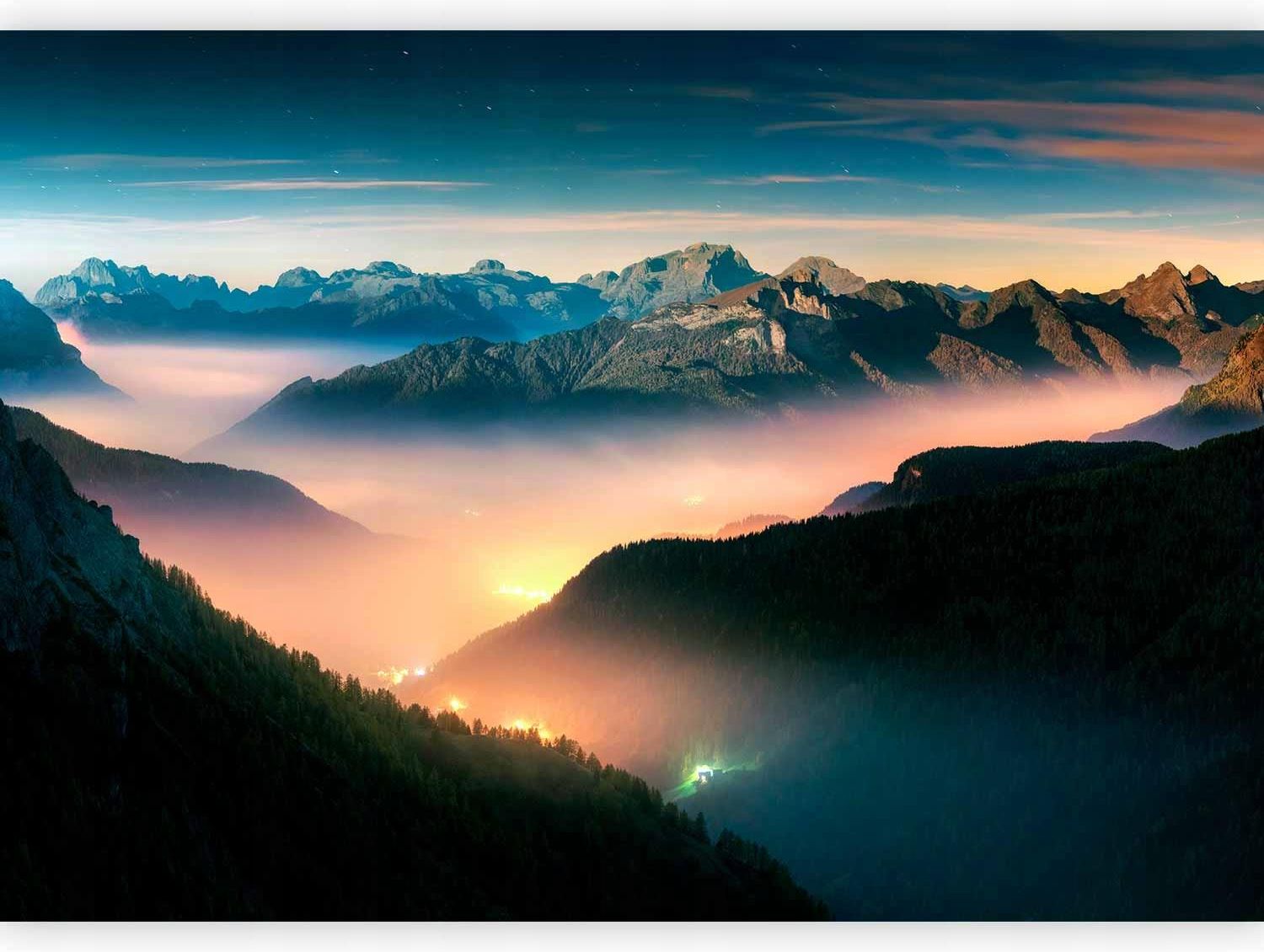 Murando Fototapeta Góry Górskie Szczyty We Mgle Niebo Krajobraz Tapeta ...