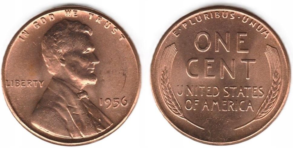 1 cent Usa (1956) Abraham Lincoln Wheat Penny Mennica P (mennicza ...