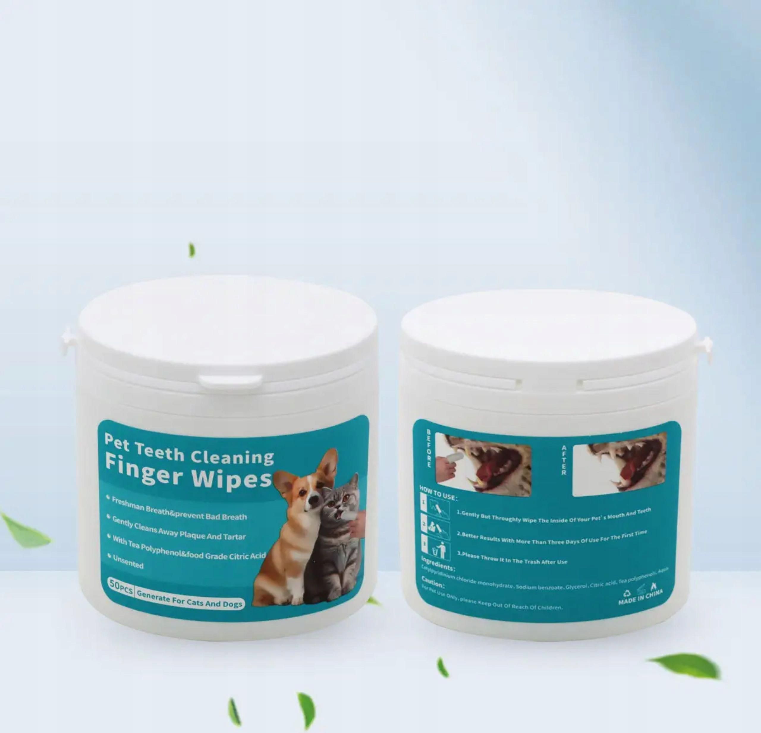 Płatki Chusteczki Nakładki Do Mycia Czyszczenia Zębów Psa Kota 50 sztuk ...