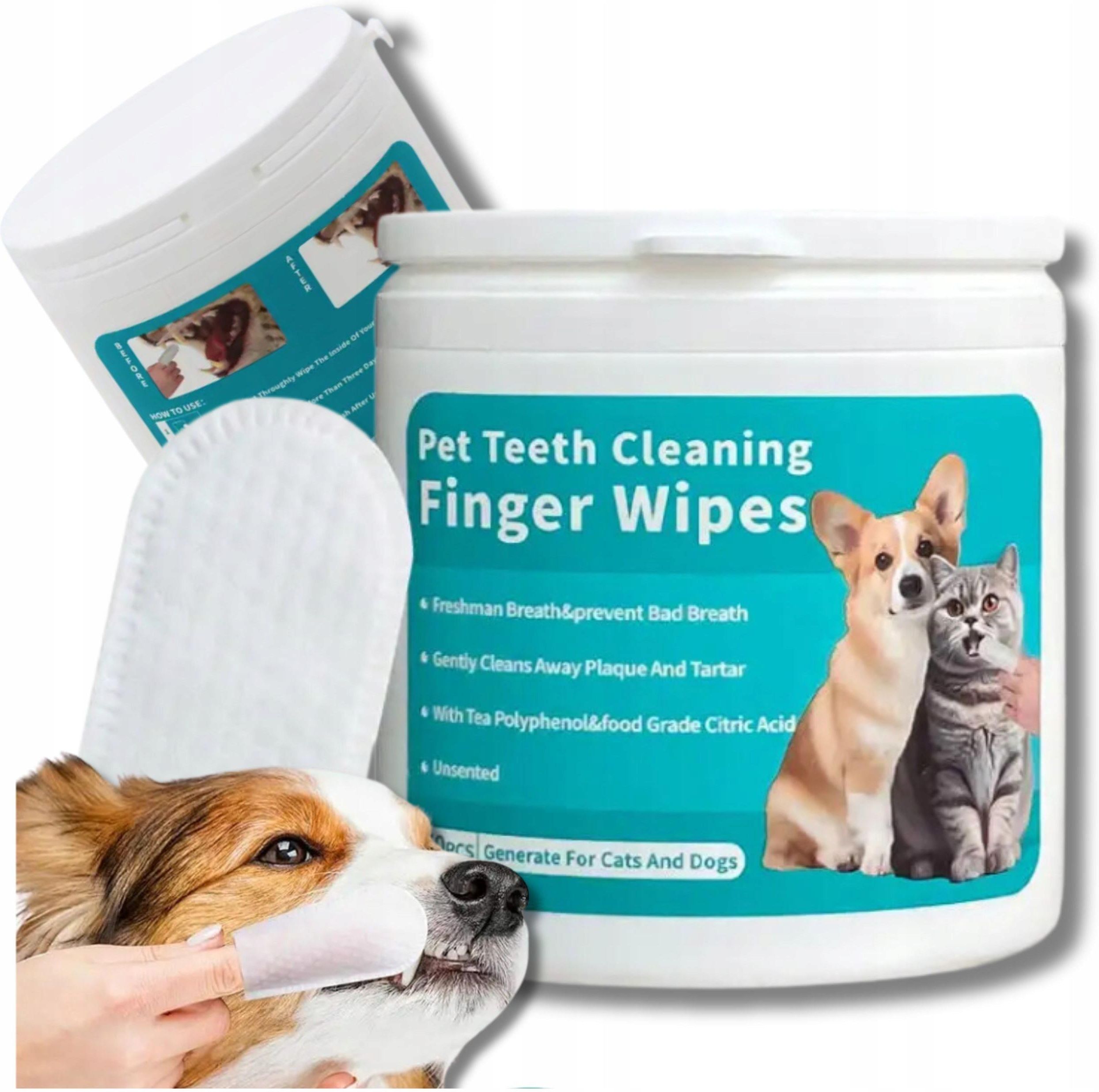 Płatki Chusteczki Nakładki Do Mycia Czyszczenia Zębów Psa Kota 50 sztuk ...