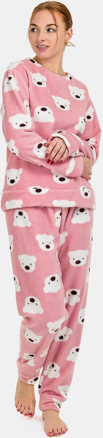 Urocza Puchata Pluszowa Ocieplana Piżama Damska Polarowa z Misiami ...