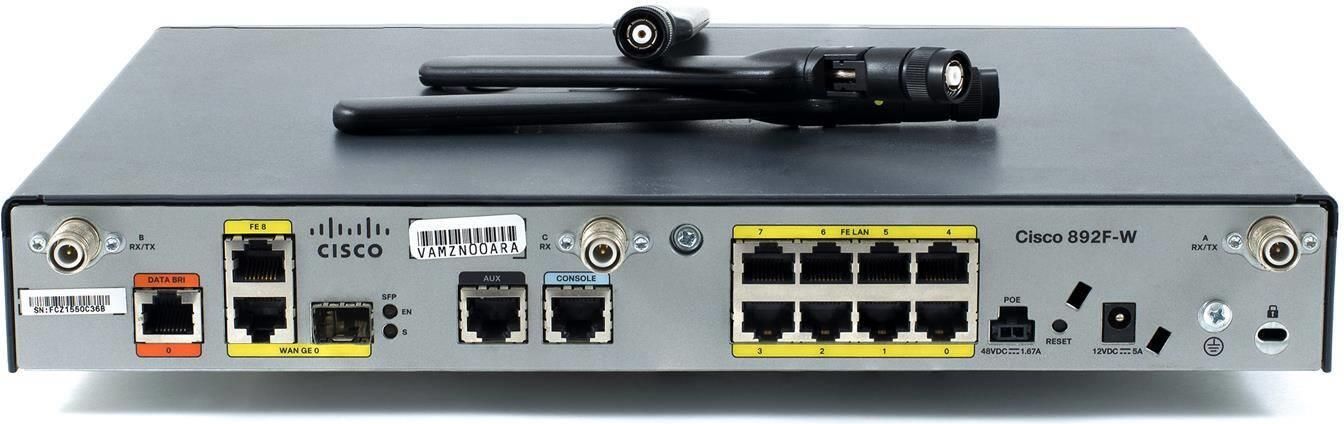Router Cisco 892 GigaE SecRouter SFP w/ 802,11n FCC Comp ( 892FW-A-K9) (CISCO892FW-A-K9 ...