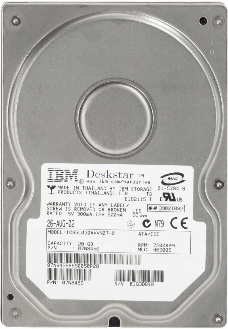 Dysk twardy Ibm Deskstar 120Gxp 07N8456 20Gb 7.2K 2Mb Ata 3.5 ...