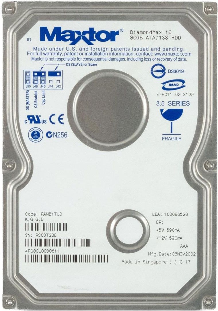 Dysk twardy Maxtor Diamondmax 16 80Gb 5.4K 2Mb Ata 3.5'' (4R080L0 ...