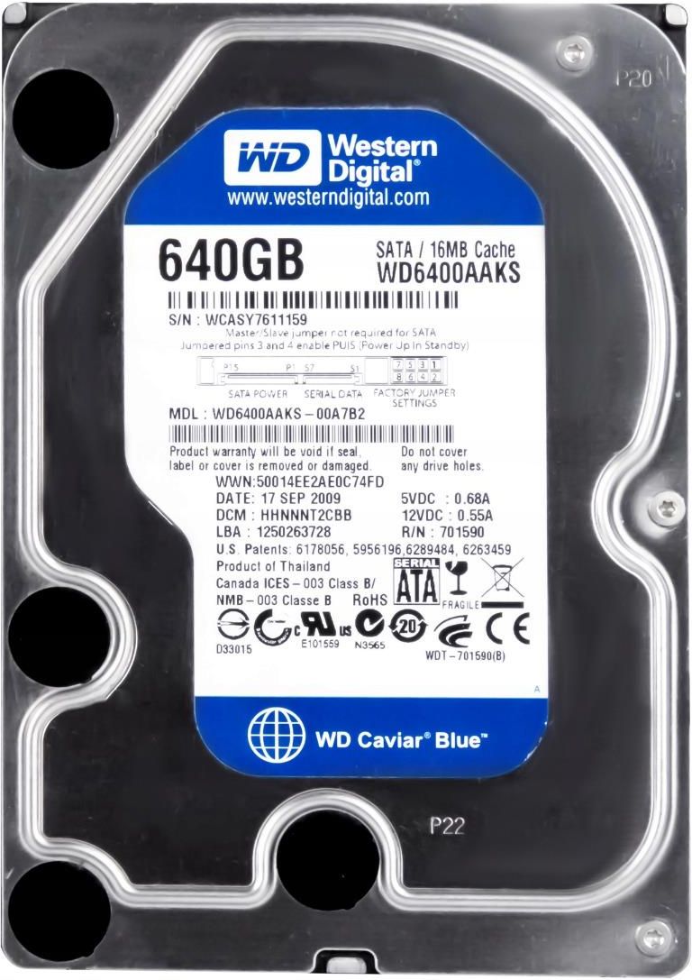Dysk twardy Western Digital Wd Blue 640Gb 7.2K 16Mb Sata Ii 3.5'' (Wd6400Aaks) - Opinie i ceny ...