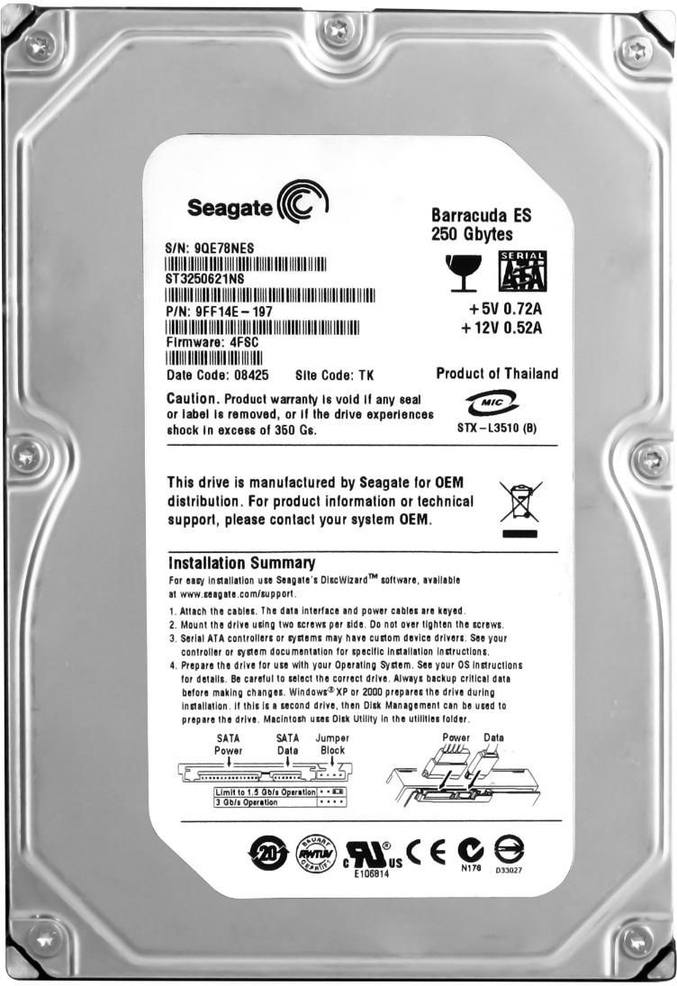 Dysk twardy Seagate Barracuda Es 250Gb 7.2K 16Mb Sata Ii 3.5'' (St3250621Ns) - Opinie i ceny na ...
